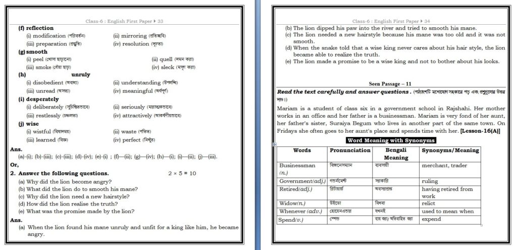 Class 6 English Seen Passage - Mati News